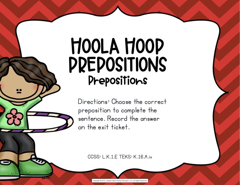 Learning Centers Made Easy | Hoola Hoop Prepositions
